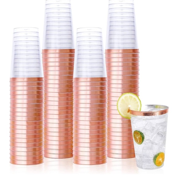 Dining | 12oz Rose Gold Rim Disposable Plastic Cups 20 | Poshmark